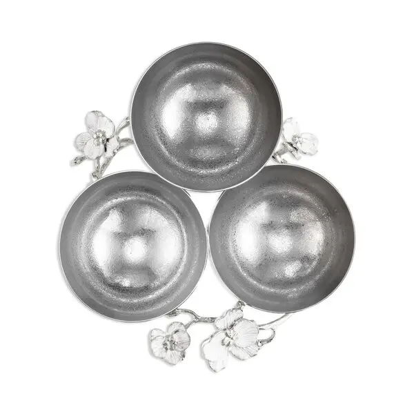 Michael Aram Silver Orchid Triple Bowl