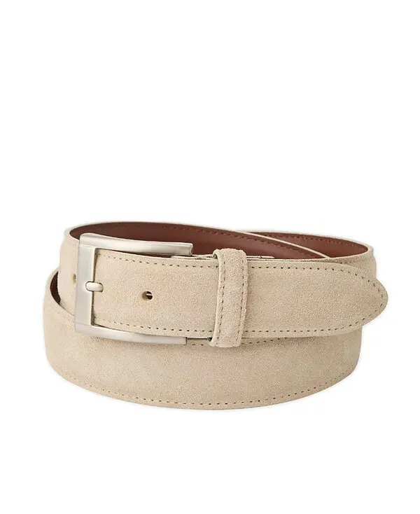 JACK OF SPADES Italian Sueded Calfskin Belt - Beige