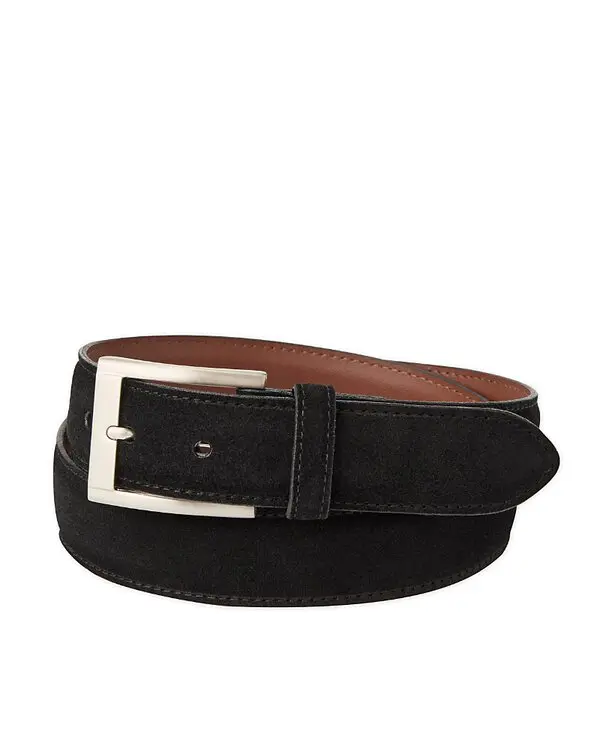 JACK OF SPADES Italian Sueded Calfskin Belt - Black