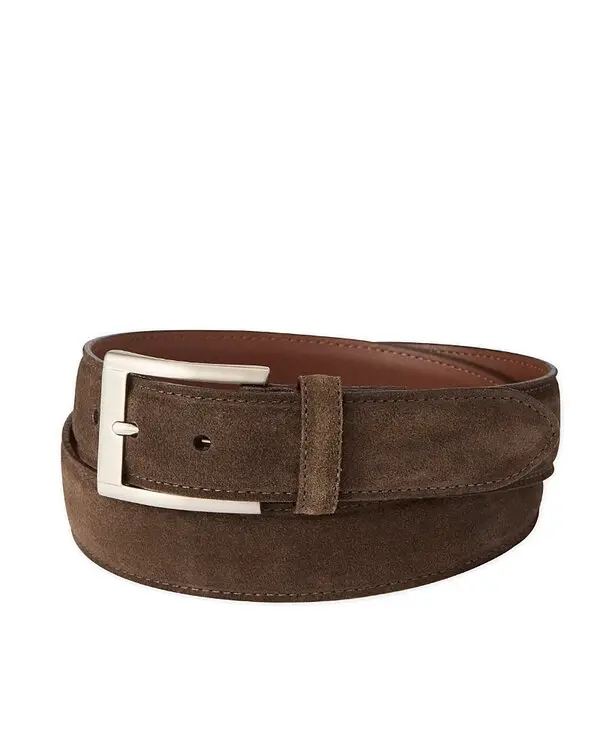 JACK OF SPADES Italian Sueded Calfskin Belt - Brown