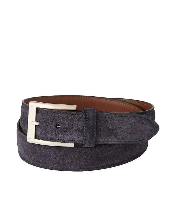 JACK OF SPADES Italian Sueded Calfskin Belt - Navy