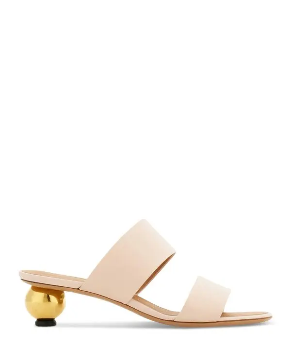 FERRAGAMO Leather Bauble Heel Sandals - Ballet