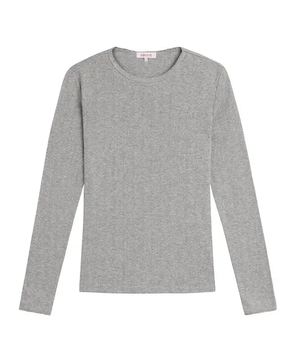 GOLDIE LEWINTER Blaire Pointelle Top - Gray Heather