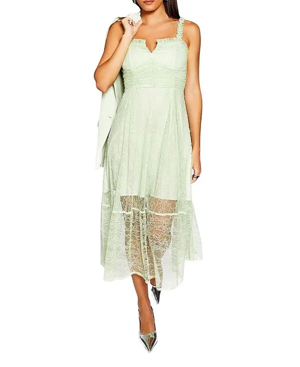 WAREHOUSE Runway Lace Detail Maxi Dress - Sage