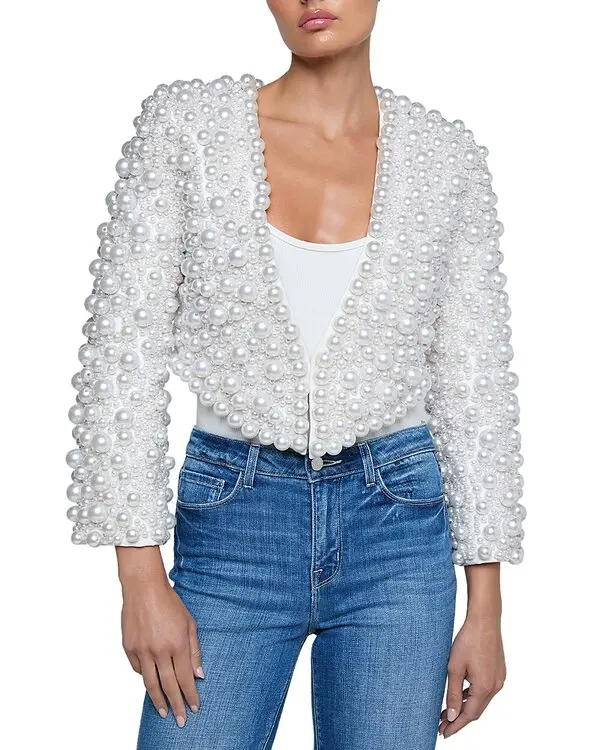 L'Agence Belle Pearl Embellished Jacket