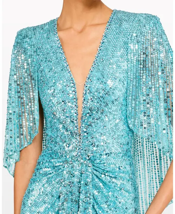 Jenny Packham Carrie Sequin Embellished Gown - Light Turquoise
