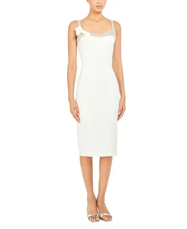 Jenny Packham Lucy Crystal-embellished Bow Midi Dress - Vanilla