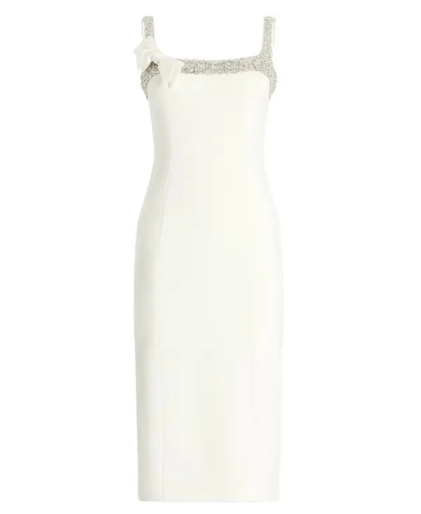 Jenny Packham Lucy Crystal-embellished Bow Midi Dress - Vanilla