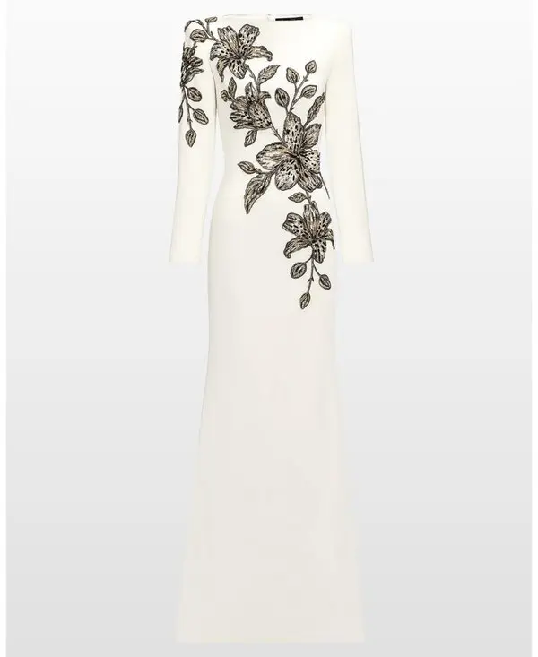 Jenny Packham Slipper Orchid Floral-embellished Maxi Gown - Vanilla