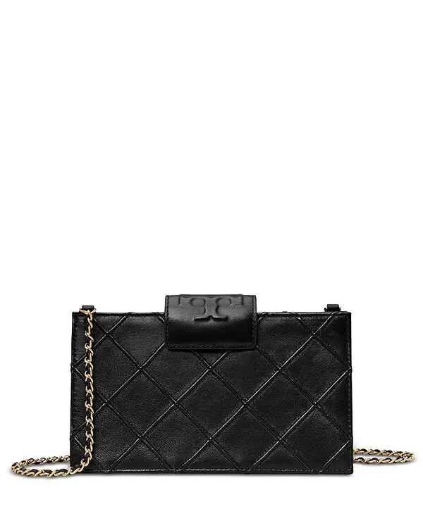 Tory Burch Fleming Mini Leather Chain Wallet - Black
