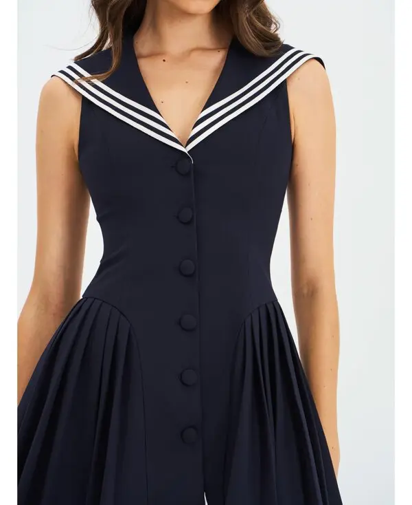 MISS CIRCLE NEW YORK Calliope Sailor Pleated Mini Dress