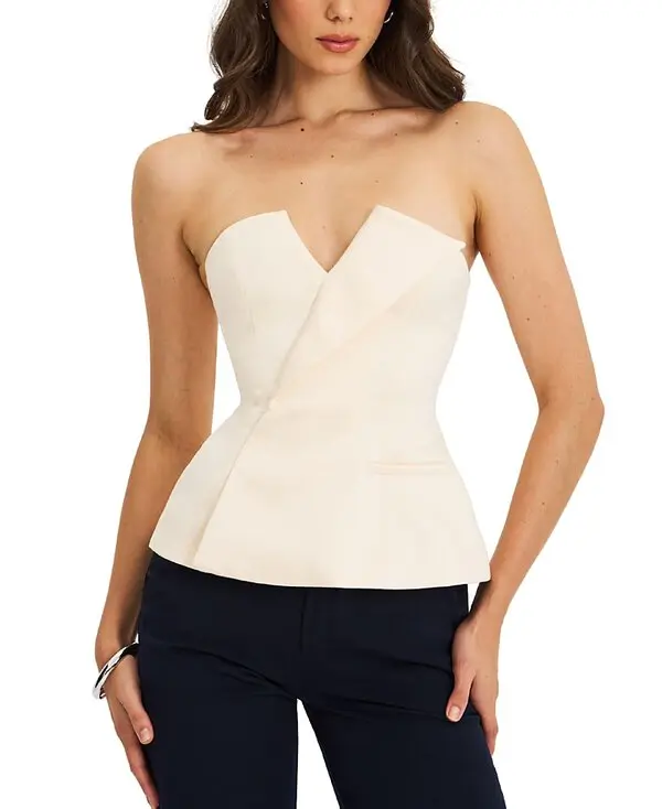 MISS CIRCLE NEW YORK Yani Asymmetrical Lapel Peplum Top