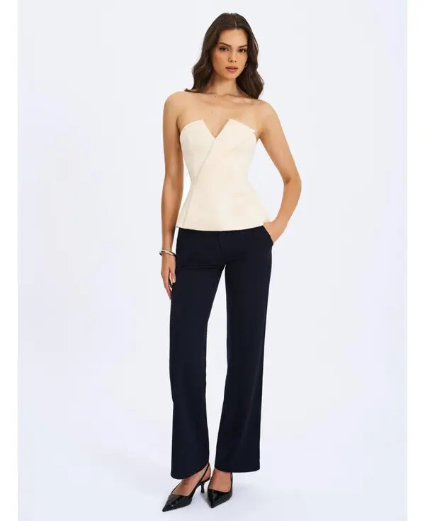 MISS CIRCLE NEW YORK Yani Asymmetrical Lapel Peplum Top