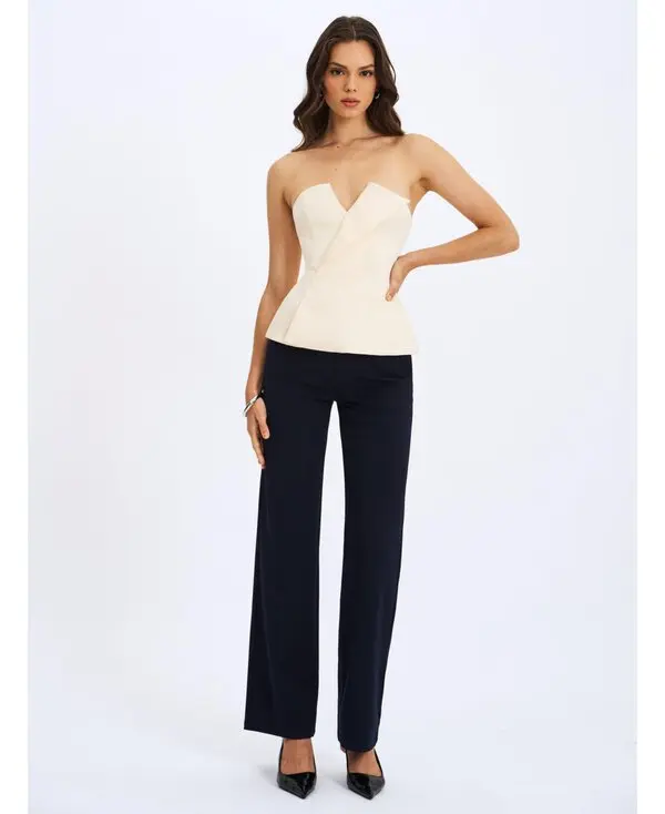 MISS CIRCLE NEW YORK Yani Asymmetrical Lapel Peplum Top