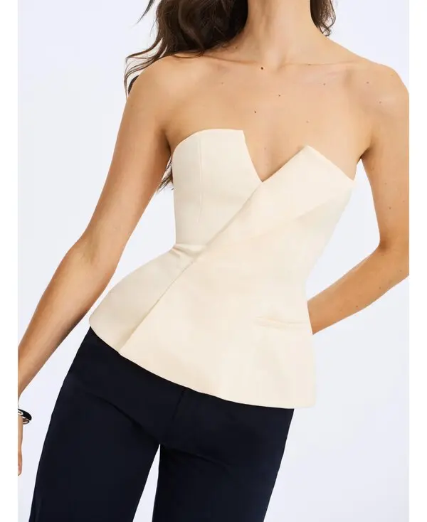 MISS CIRCLE NEW YORK Yani Asymmetrical Lapel Peplum Top