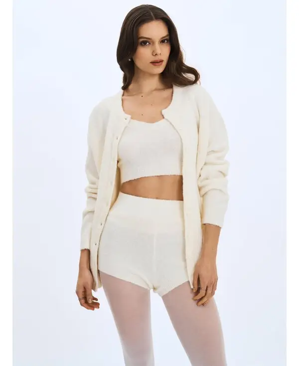 MISS CIRCLE NEW YORK Wool-blend Ribbed Knit Mini Shorts