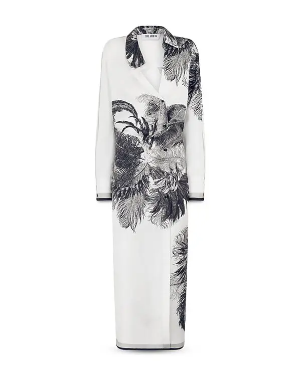 Attico Silk Midi Dress - White/black