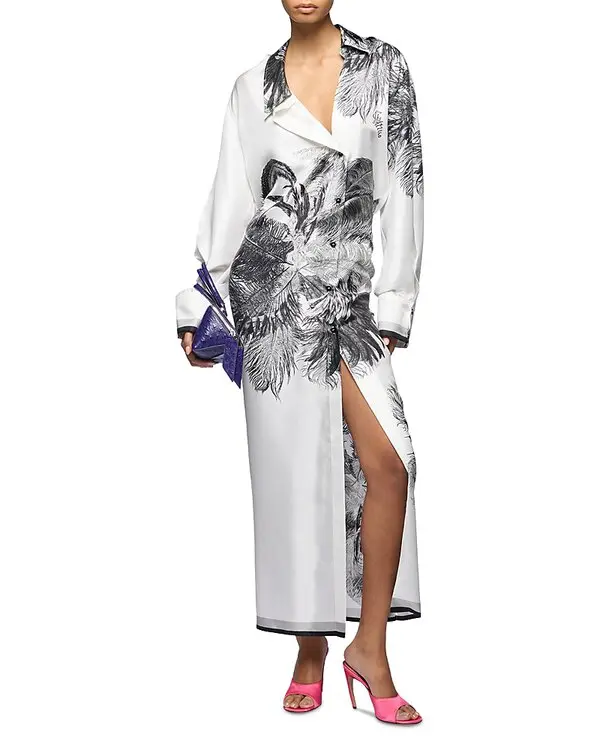 Attico Silk Midi Dress - White/black