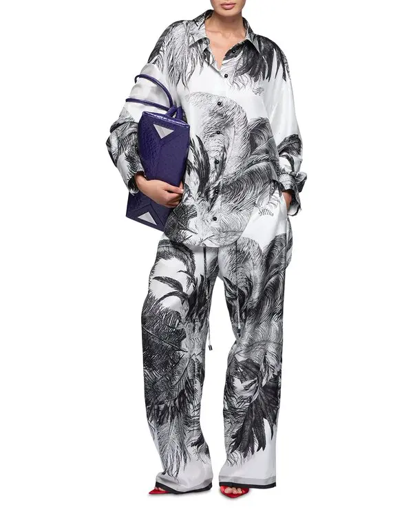 Attico Diana Silk Shirt - White/black