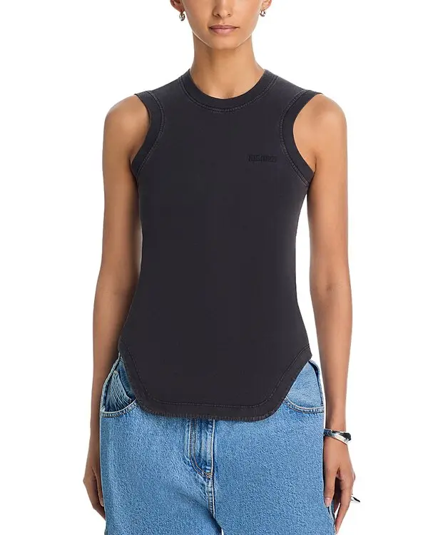 Attico Cotton Tank Top - Washed Black