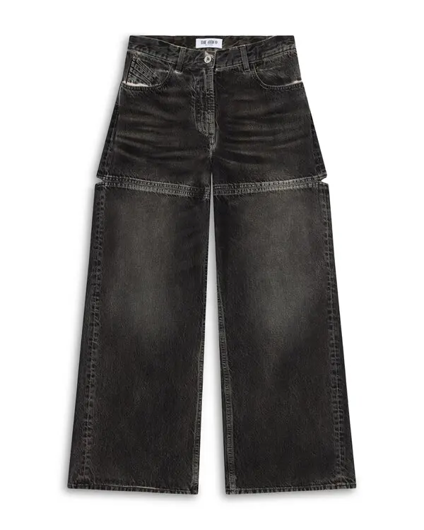 Attico Cutout Wide-leg Denim Jeans