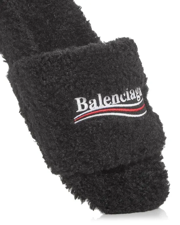 Balenciaga Furry Slide Slippers - Black/multi
