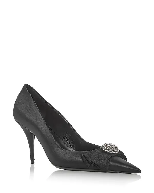 Balenciaga Avenue Palazzo Pointed Pumps - Black/crystal
