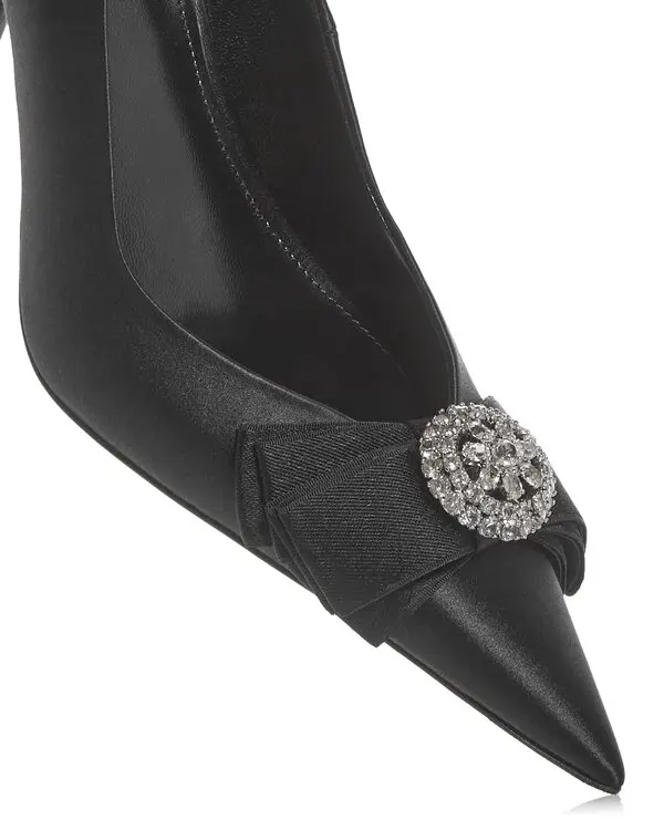 Balenciaga Avenue Palazzo Pointed Pumps - Black/crystal