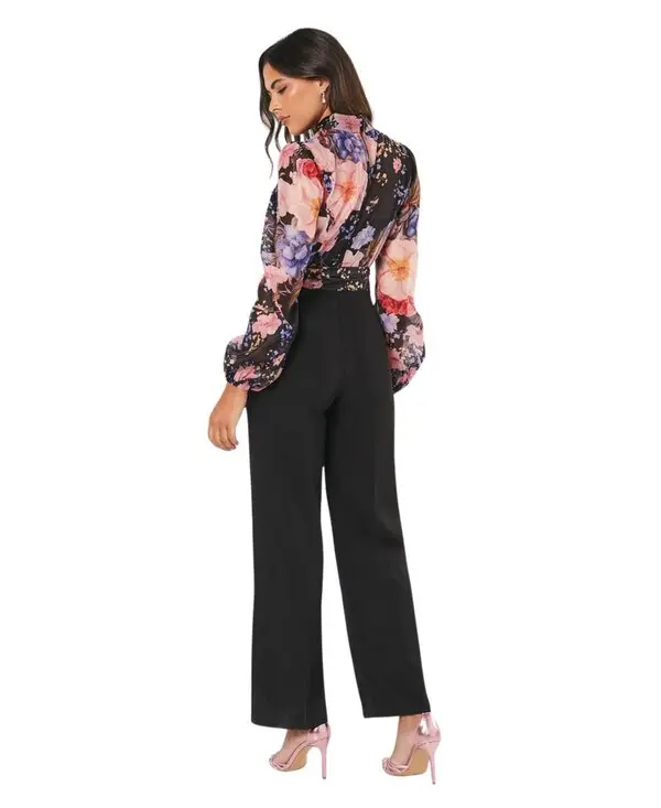Coast Blouson Sleeve Pintuck Wide Leg Jumpsuit - Black