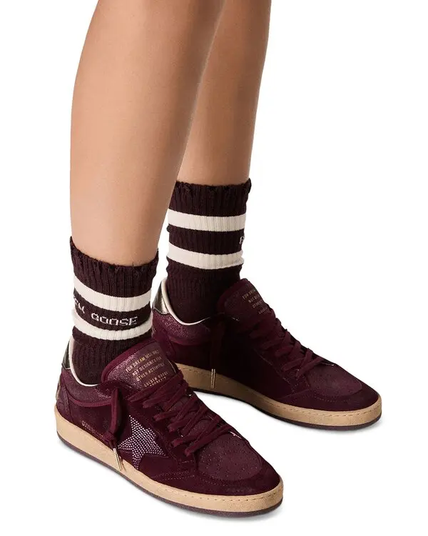 GOLDEN GOOSE Ballstar Suede Sneakers - Black Cherry