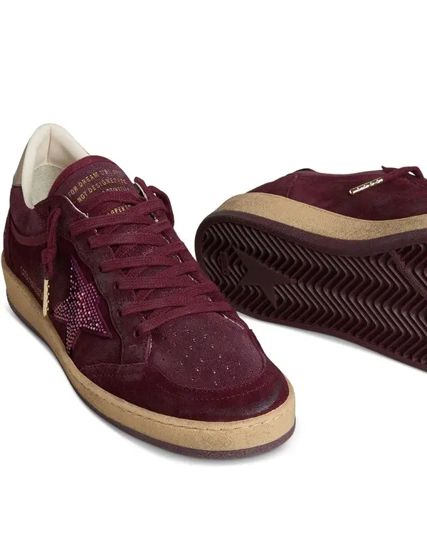GOLDEN GOOSE Ballstar Suede Sneakers - Black Cherry