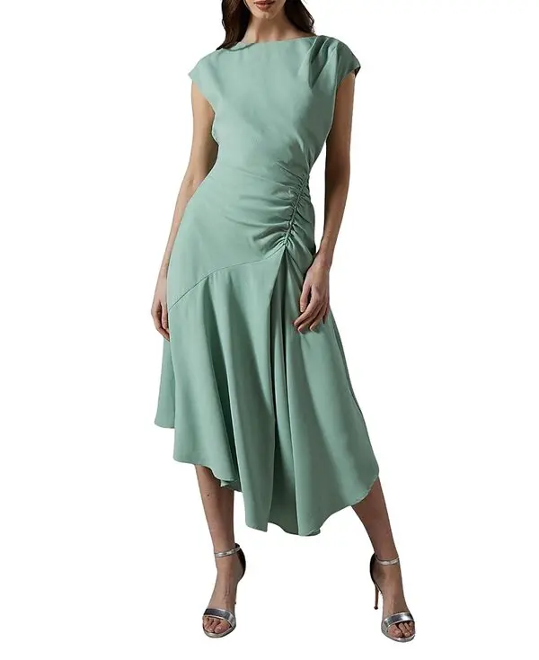 Coast Drape Side Cap Sleeve Midi Dress - Sage