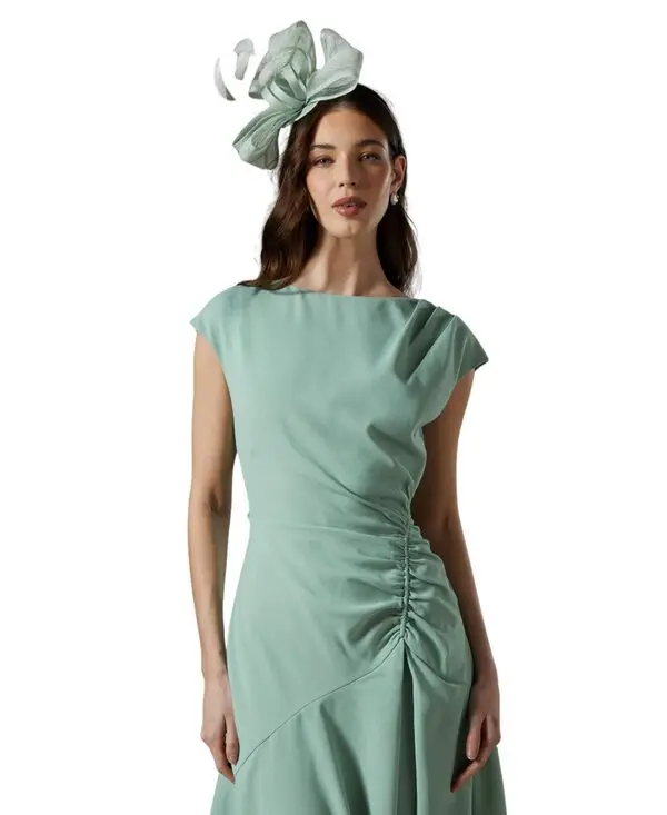 Coast Drape Side Cap Sleeve Midi Dress - Sage