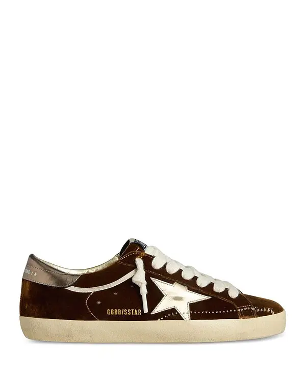 GOLDEN GOOSE Super Star Velvet Low Top Sneakers - Cognac