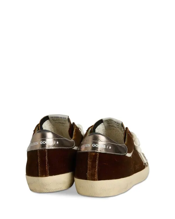 GOLDEN GOOSE Super Star Velvet Low Top Sneakers - Cognac