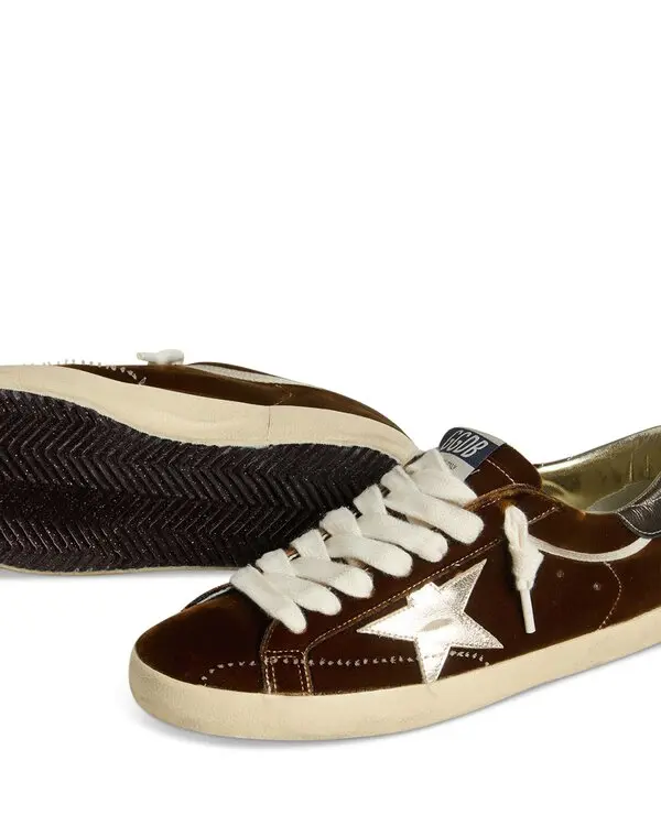 GOLDEN GOOSE Super Star Velvet Low Top Sneakers - Cognac