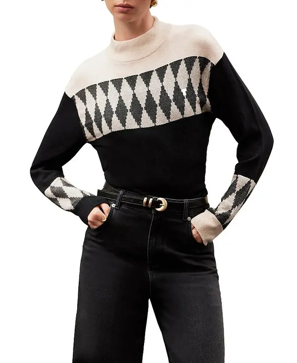 Mint Velvet Cotton-blend Graphic Pullover Sweater