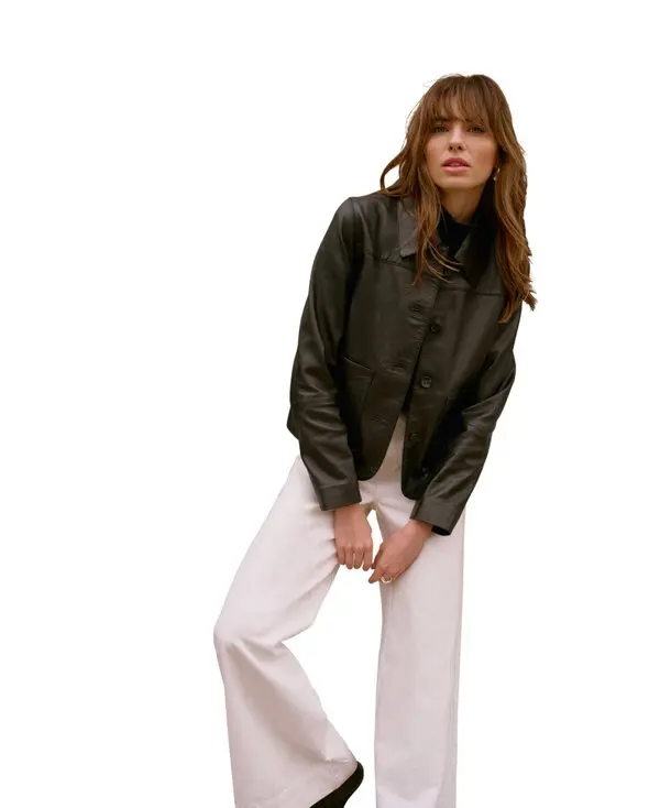 Mint Velvet Leather Jacket With Pocket Detail