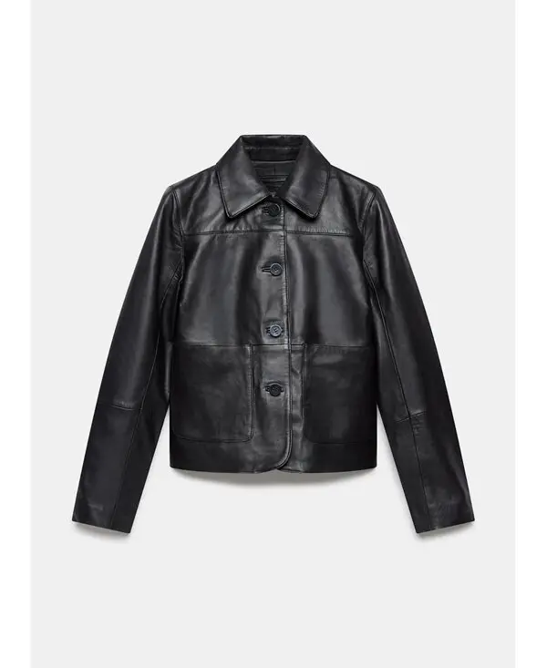 Mint Velvet Leather Jacket With Pocket Detail
