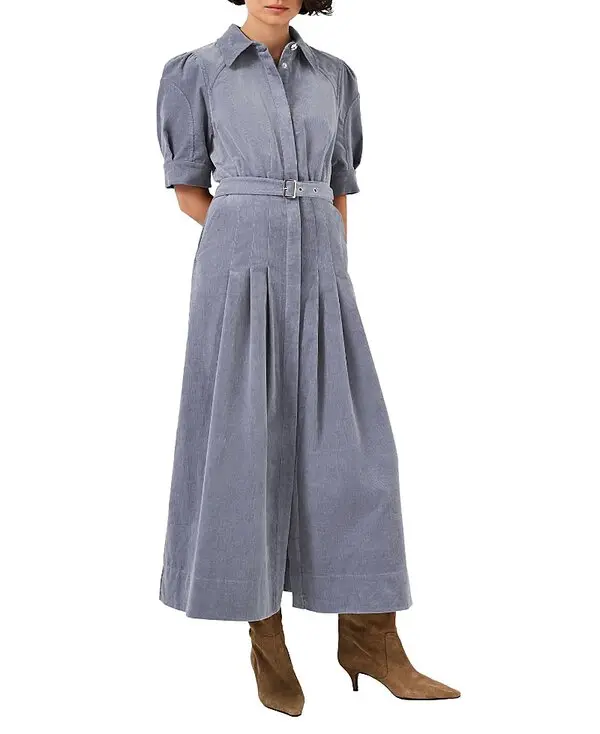 Mint Velvet Corduroy Belted Midi Dress - Blue