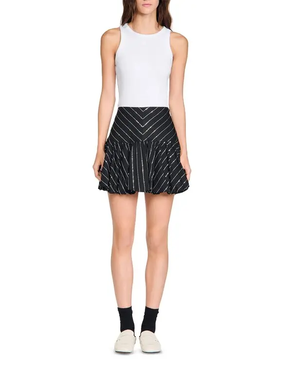 Sandro Striped Sequin Mini Skirt