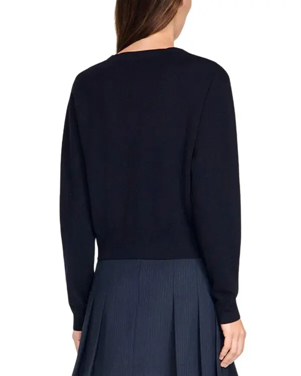 Sandro V-neck Wool Sweater - Navy Blue