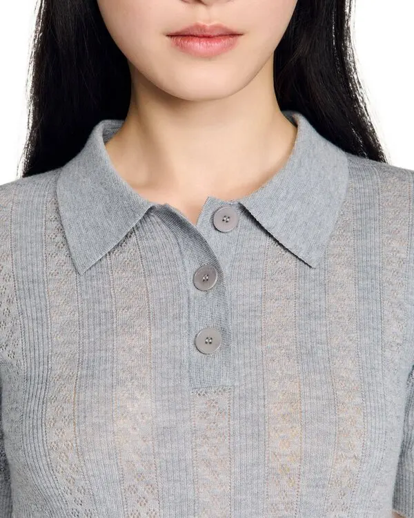 Sandro Pointelle Knit Sweater