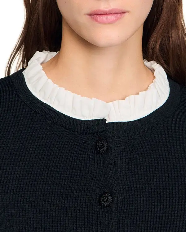 Sandro Removable Collar Peplum Cardigan
