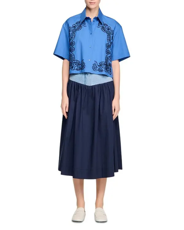 Sandro Embroidered Beaded Shirt