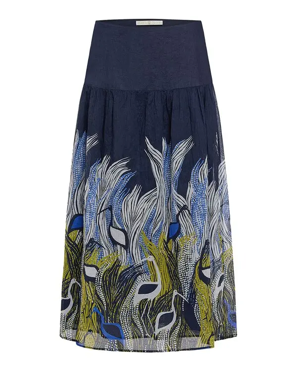 MARIE OLIVER Printed Midi Skirt - Heron