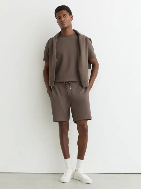 REISS Interlock Drawstring Shorts - Light Brown