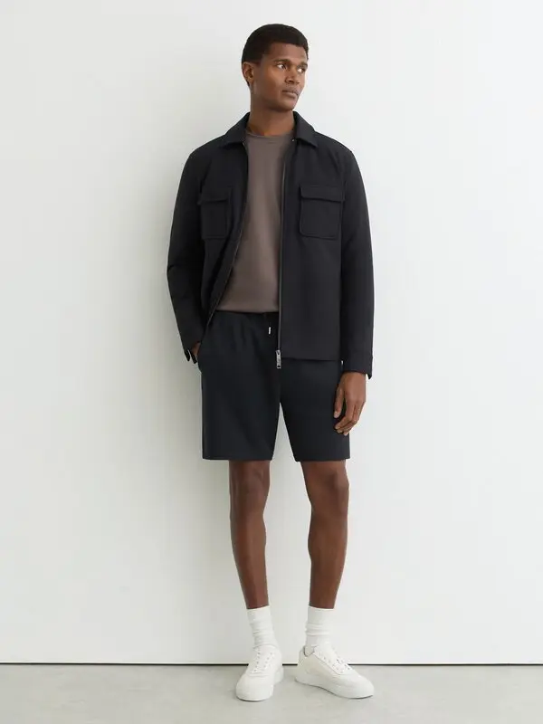 REISS Interlock Drawstring Shorts - Navy