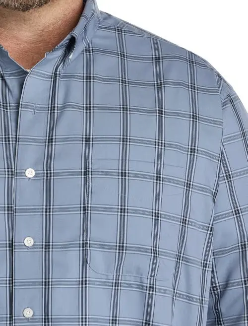 OAK HILL BY DXL Big & Tall Large Plaid Sport Shirt V3 - Blue