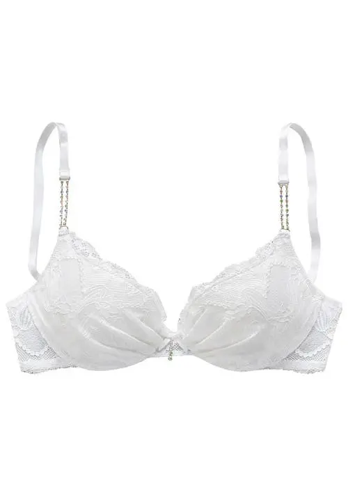 LASCANA Rhinestone Lace Push Up Bra